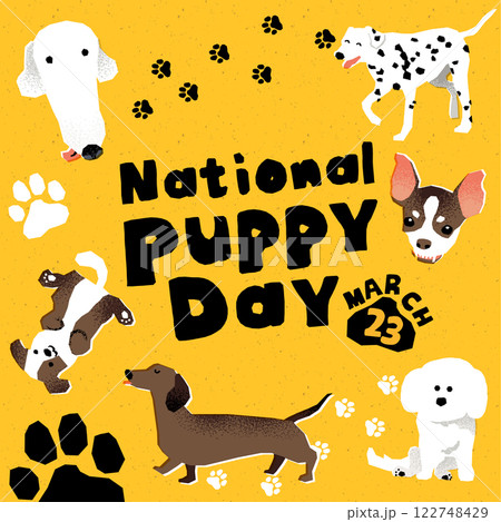 march 23 national puppy day illustrationのイラスト素材 [122748429] - PIXTA
