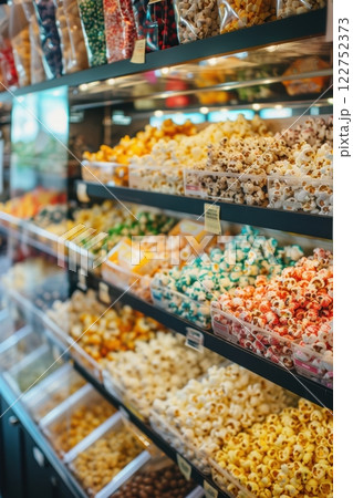 Gourmet Popcorn Shop Display with Assorted...のイラスト素材 [122752373] - PIXTA