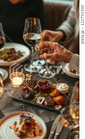 Gourmet Tasting Experience with Wine Pairings...のイラスト素材 [122752392] - PIXTA