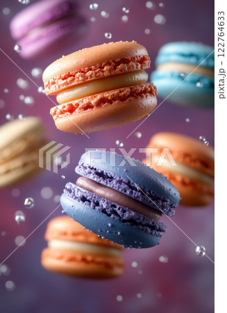 Stack brightly macarons rising, floating air....のイラスト素材 [122764633] - PIXTA