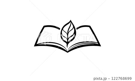 Open book leaf design. Leaf rests on pages....のイラスト素材 [122768699] - PIXTA