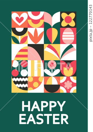 Happy easter modern geometric cardのイラスト素材 [122770143] - PIXTA