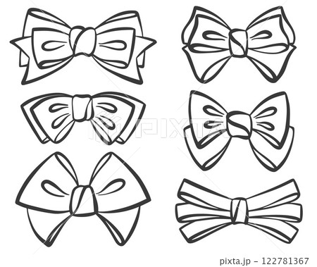 Hair bows on a white background. Cute, simple,...のイラスト素材 [122781367 ...