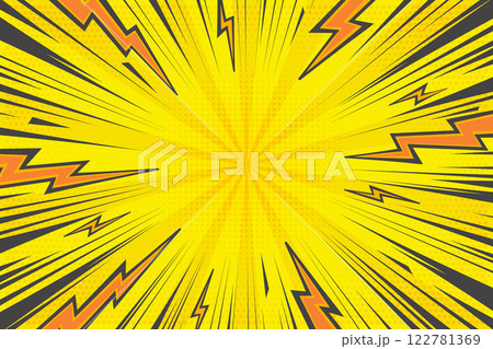Comic cartoon background with lightning burst...のイラスト素材 [122781369] - PIXTA