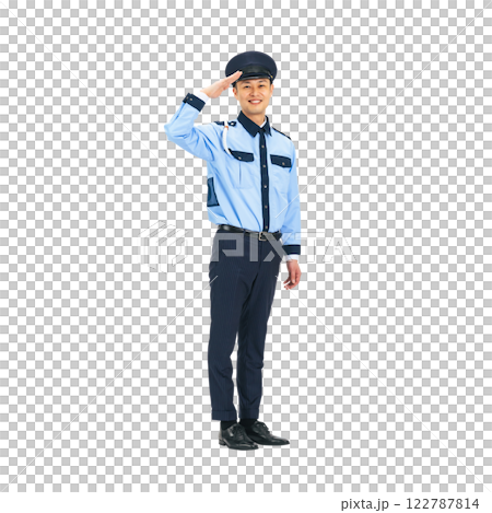 Saluting middle-aged male security guard -... - Stock Illustration ...