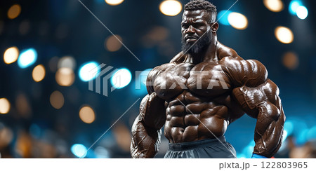 Man competes in bodybuilding event showcasing...のイラスト素材 [122803965] - PIXTA