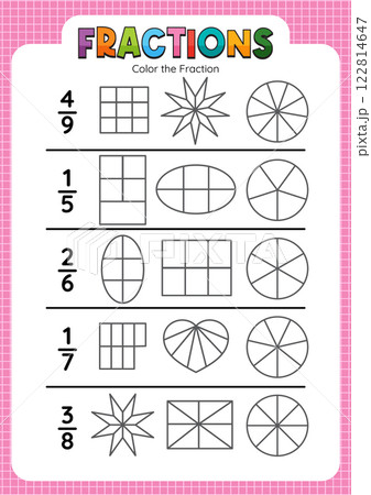 Color the Fraction Worksheet for Kidsのイラスト素材 [122814647] - PIXTA