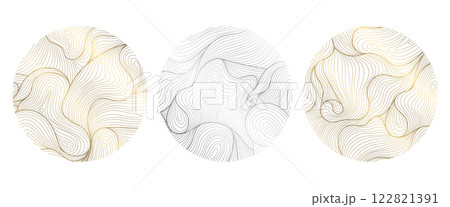 Vector set of silver and gold line organic...のイラスト素材 [122821391] - PIXTA