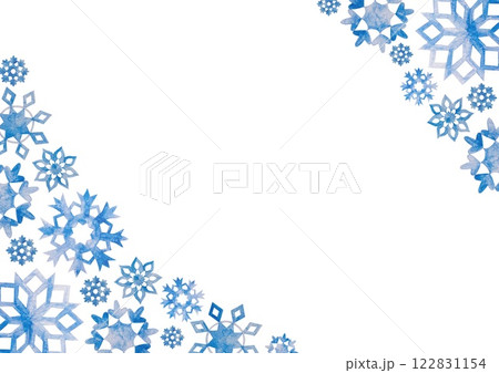 Blue snowflakes corner frame. Hand drawn...のイラスト素材 [122831154] - PIXTA