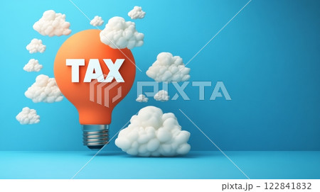 Tax Time Concept, Orange Light Bulb with Tax...のイラスト素材 [122841832] - PIXTA