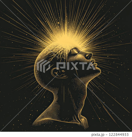 Illuminated mind with radiating energy and lightのイラスト素材 [122844933] - PIXTA