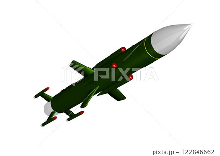 Green and silver missile on white backgroundのイラスト素材 [122846662] - PIXTA
