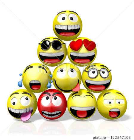 Many emoticons in pyramid shape with different...のイラスト素材 [122847108 ...