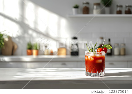 Bloody mary cocktail on white kitchen backgroundのイラスト素材 [122875014] - PIXTA