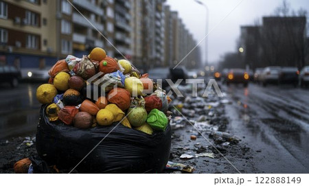 Pile of Garbage Outside Apartment Building in...のイラスト素材 [122888149] - PIXTA