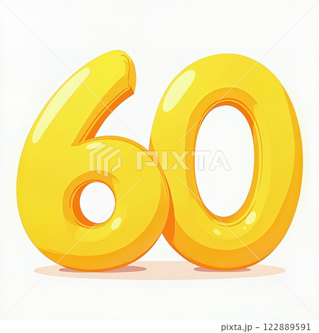 Yellow 3D number 60.のイラスト素材 [122889591] - PIXTA