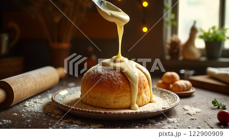 Delicious sweet bread covered with icing and...のイラスト素材 [122900909] - PIXTA