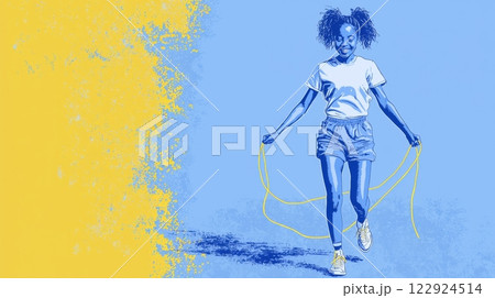 Child Jumping Rope Pop art aesthetics...のイラスト素材 [122924514] - PIXTA