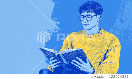 Man Reading a Book Pop art aesthetics...のイラスト素材 [122924521] - PIXTA