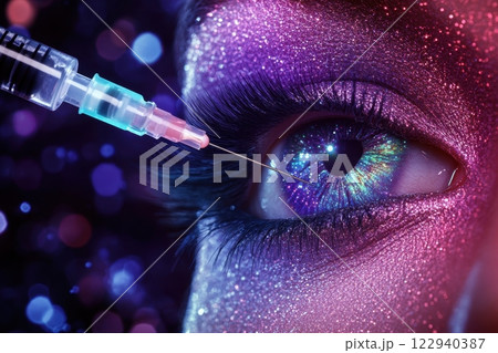 A woman's eye is being injected with a needleのイラスト素材 [122940387] - PIXTA