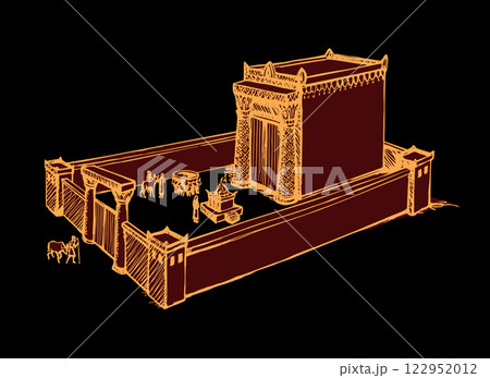 Vector drawing. Old Jewish Templeのイラスト素材 [122952012] - PIXTA