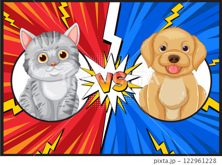 Cat vs Dog Showdown Illustrationのイラスト素材 [122961228] - PIXTA