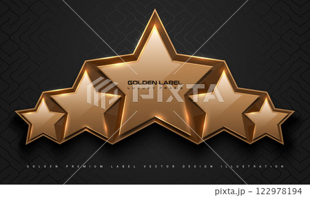 Gold glossy 5 star top rank logo badge frame....のイラスト素材 [122978194] - PIXTA