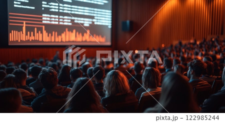 Audience watching presentation with charts and...のイラスト素材 [122985244 ...