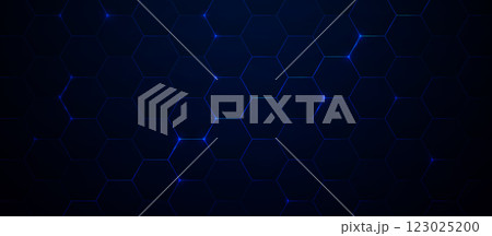 Futuristic Dark Hexagonal Grid with Blue...のイラスト素材 [123025200] - PIXTA