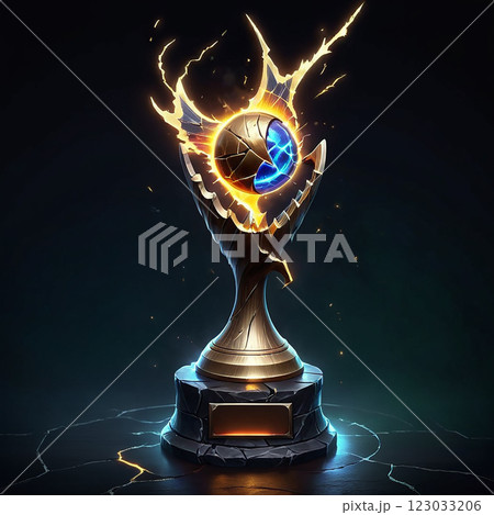 A golden trophy with a cracked crystal orb at...のイラスト素材 [123033206] - PIXTA