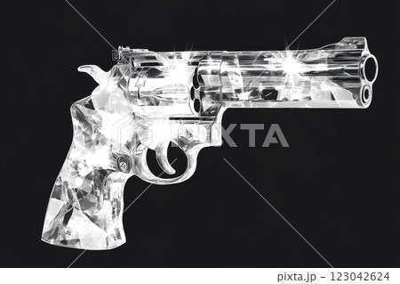 Unique crystal gun design shines against a dark...のイラスト素材 [123042624 ...