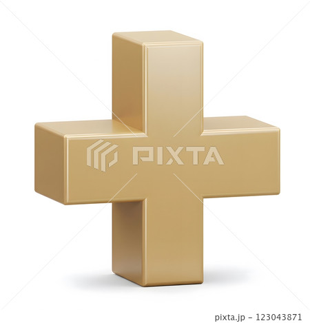 3D Gold Plus Symbol Isolated on White Backgroundのイラスト素材 [123043871] - PIXTA