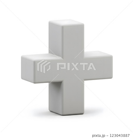 3D White Plus Symbol Isolated on White Backgroundのイラスト素材 [123043887 ...