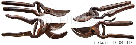 Old Rusty Pruning Shears Isolated on White...のイラスト素材 [123045312] - PIXTA