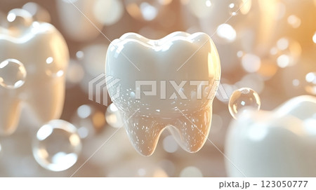 Shiny tooth surrounded by sparkling bubblesのイラスト素材 [123050777] - PIXTA