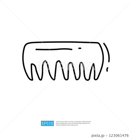 A simple line drawing of a hair comb,...のイラスト素材 [123061476] - PIXTA