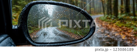 It is difficult to see through a side mirror...のイラスト素材 [123086189] - PIXTA