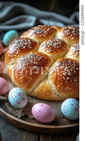 Freshly baked paska bread glazed and arranged...のイラスト素材 [123090484] - PIXTA