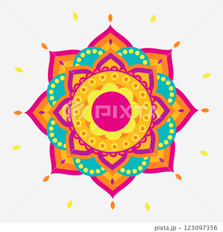 Vivid Mandala With Floral Ornamentsのイラスト素材 [123097356] - PIXTA