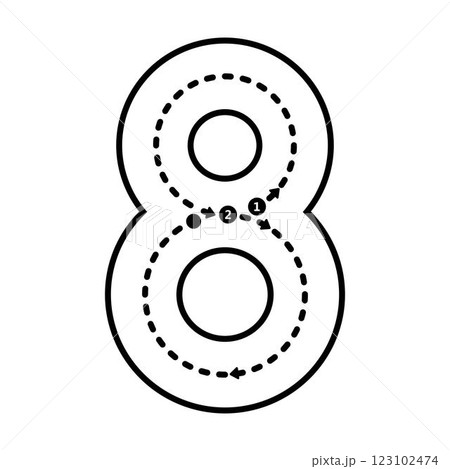 Tracing number 8 prewriting dotted line math...のイラスト素材 [123102474] - PIXTA