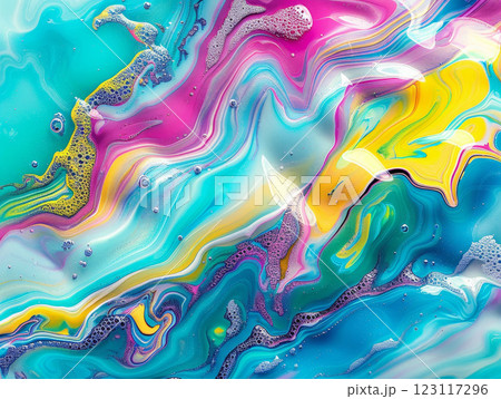 Wavy rainbow 3D lines, abstract art piece,...のイラスト素材 [123117296] - PIXTA