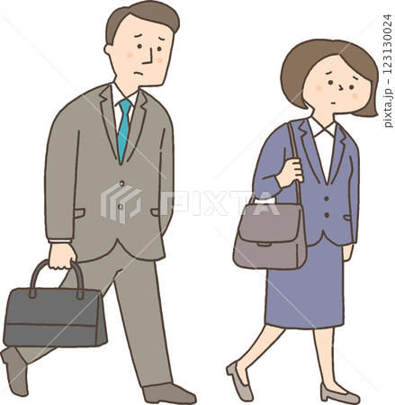 とぼとぼと歩く会社員の男女のイラスト素材 [123130024] - PIXTA