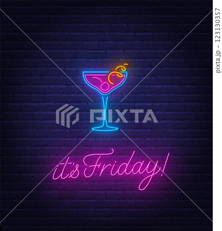 Its Friday Neon Sign on brick wall backgroundのイラスト素材 [123130357] - PIXTA