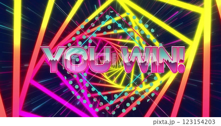Image of you win text over neon pattern backgroundのイラスト素材 [123154203 ...