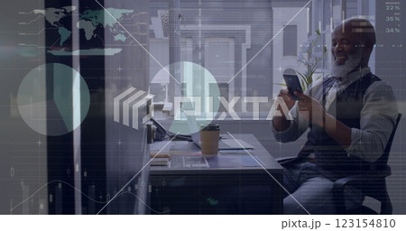 Image of financial data processing over african...の写真素材 [123154810] - PIXTA