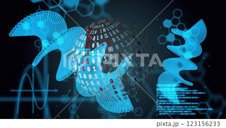 Binary code sphere and molecular structures,...のイラスト素材 [123156233] - PIXTA