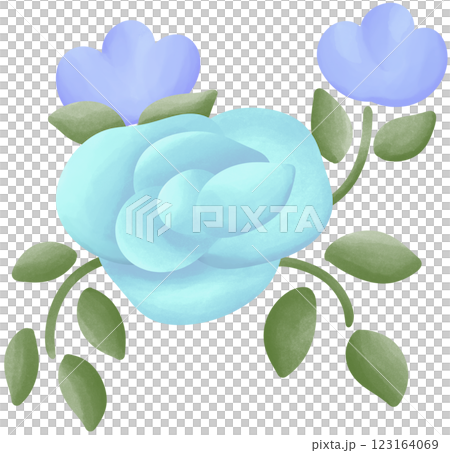 Illustration of a small blue rose blooming.のイラスト素材 [123164069] - PIXTA
