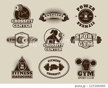 Gym logo. Sport workout icon. Dumbbell badge....のイラスト素材 [123166460] - PIXTA