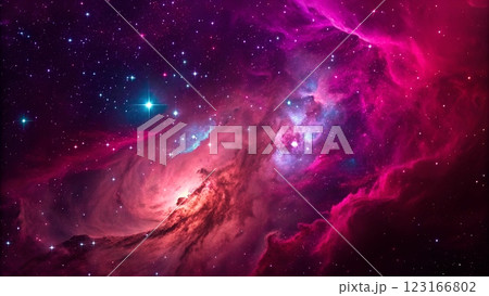 Pink space nebula clouds among star pigs のイラスト素材 [123166802] - PIXTA