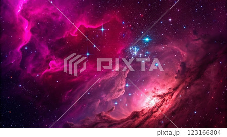 Pink space nebula clouds among star pigs のイラスト素材 [123166804] - PIXTA